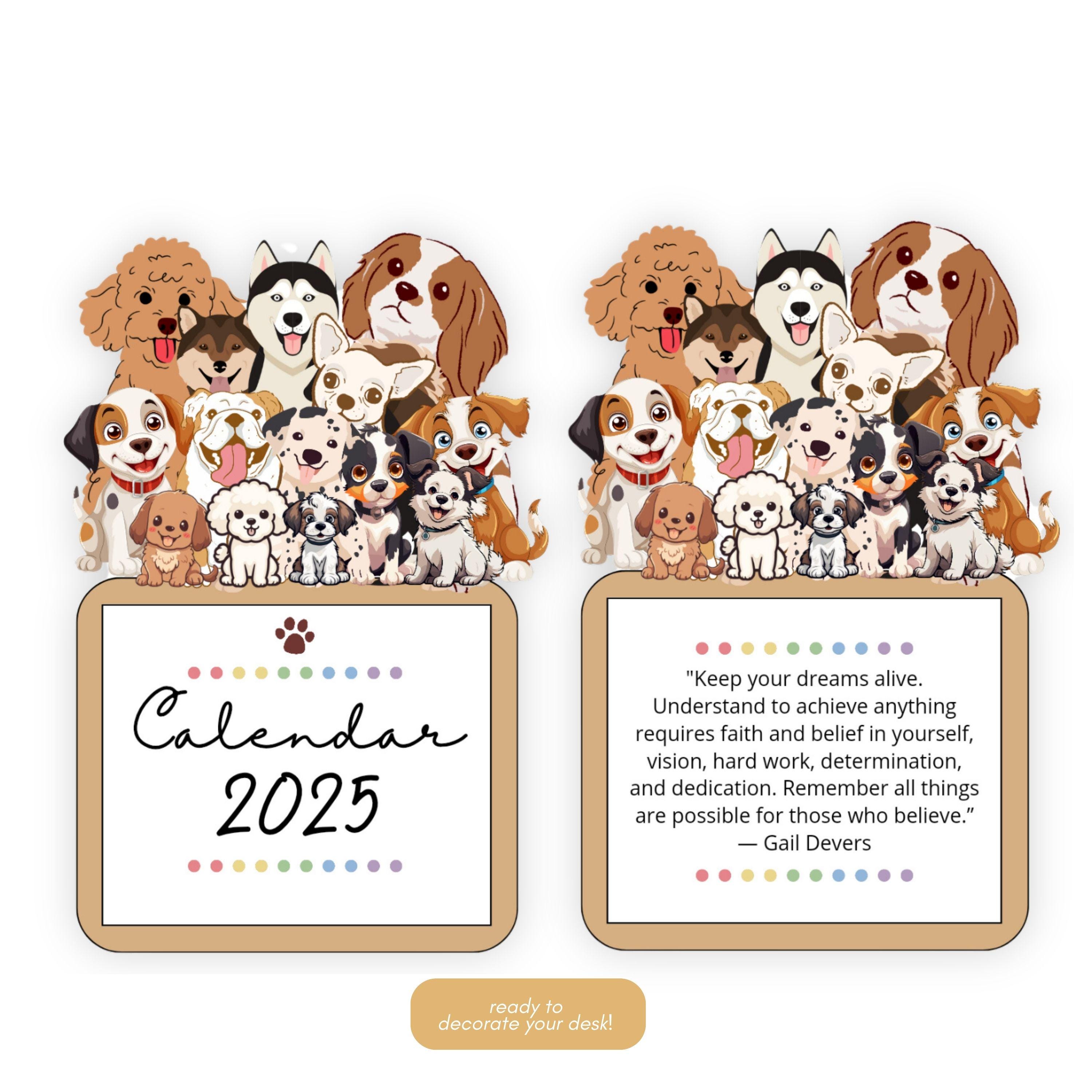 2025 Dog Desk Calendar | Printable Mini Calendar & DIY Pet Calendar for ...