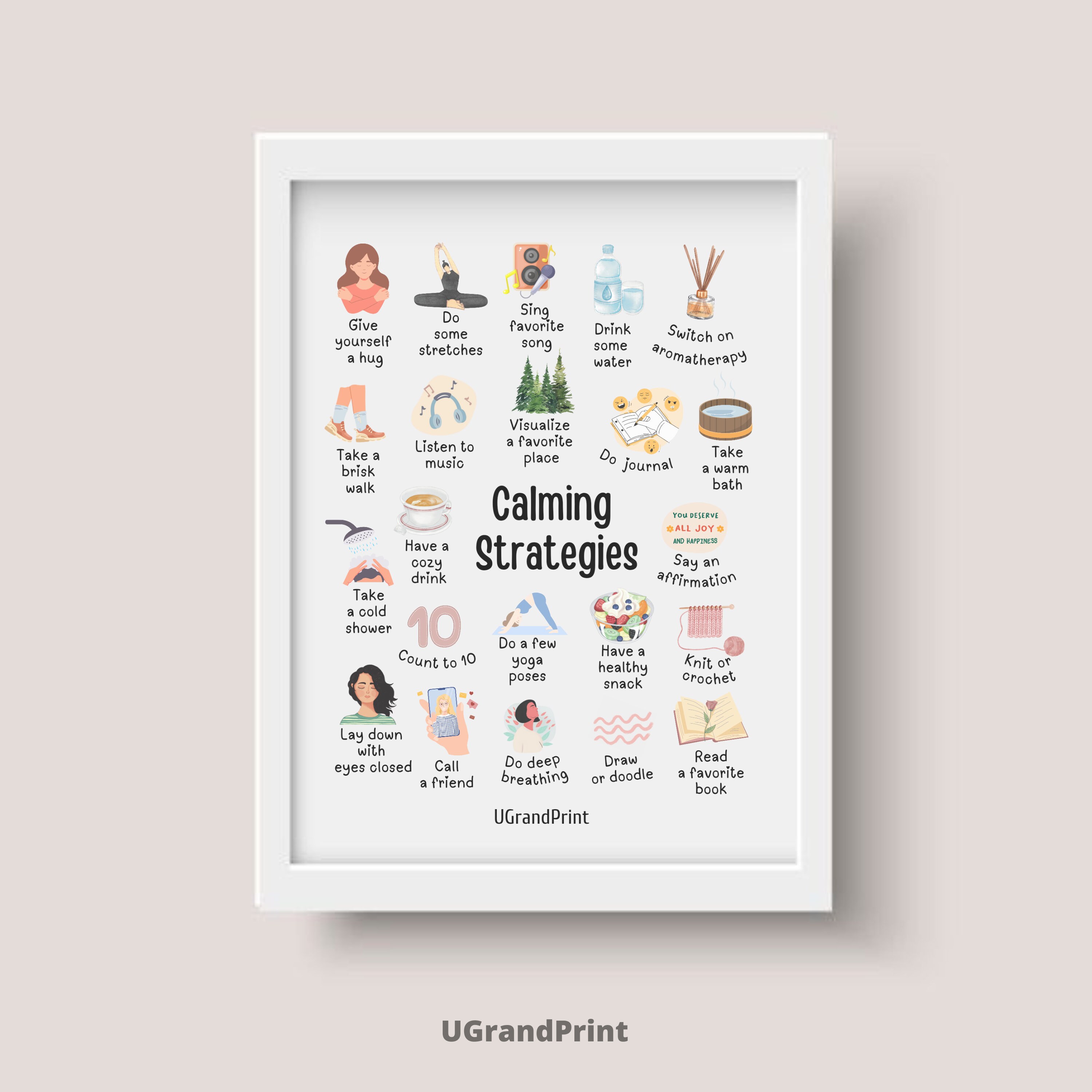 Calming Strategies Poster Emotional Regulation Calming Corner - Etsy