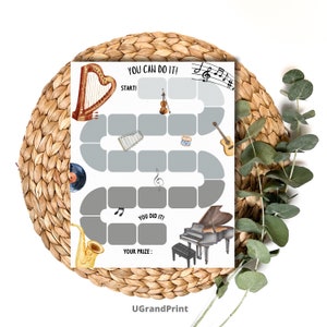 Music Reward Chart for Kids Printable Behavior Chore and Practice ...