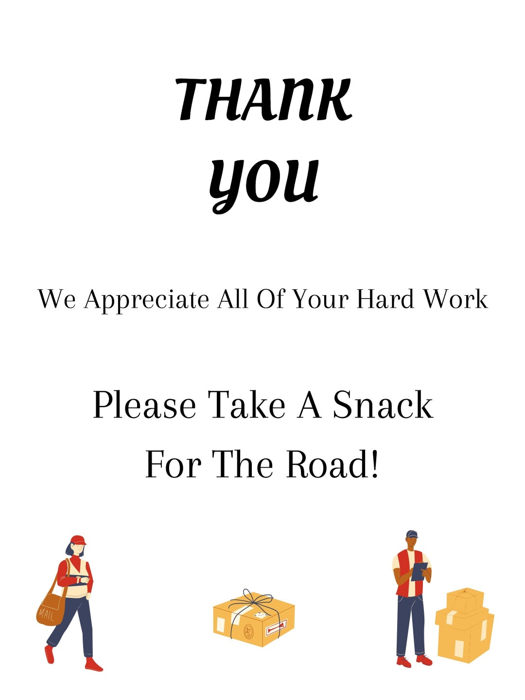 Delivery Driver Thank You Sign | USPS, Fedex, UPS, Amazon, DHL | 8.5" X ...