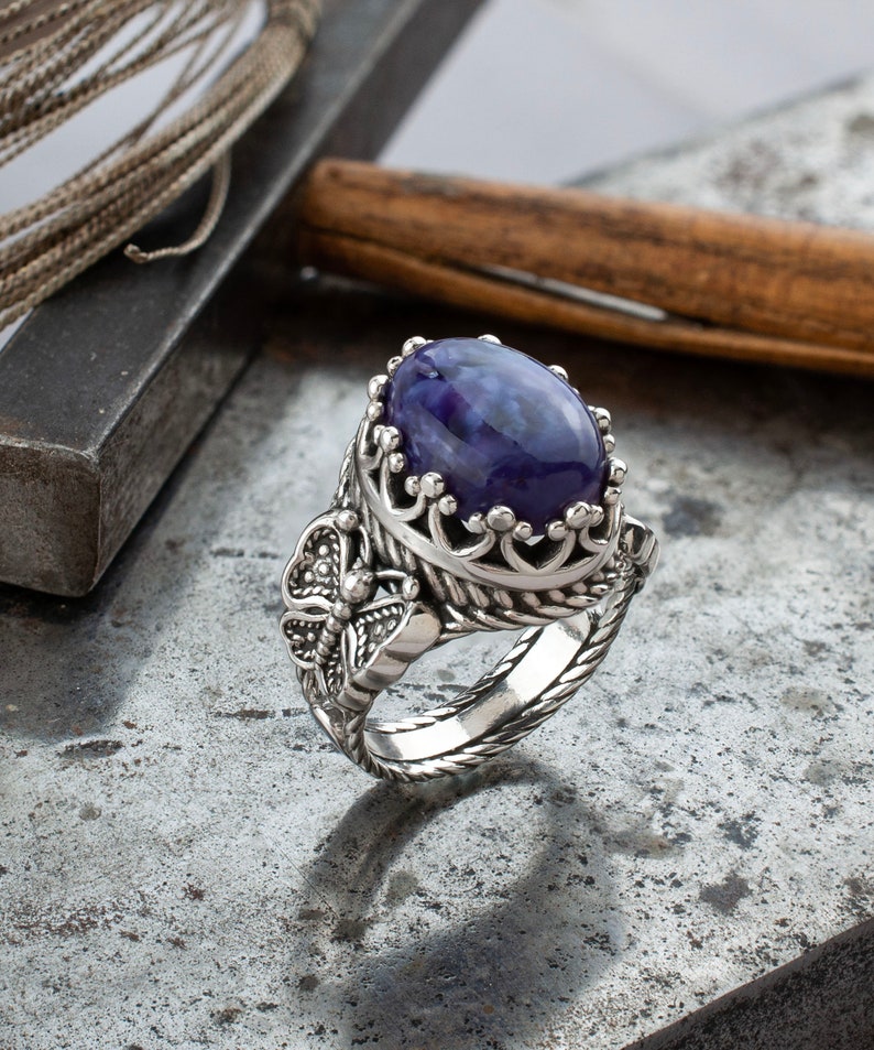 Silver Red Carnelian Spotted Butterfly Ring, 925 Sterling Vintage ...