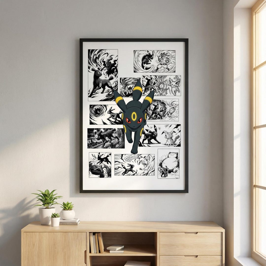 Umbreon Printable Wall Art | Anime Gamer Decor | Pokémon Manga Poster ...
