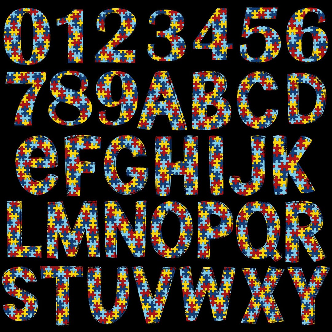 Autism Awareness Alphabet and Numbers PNG Bundle (digital Download) - Etsy