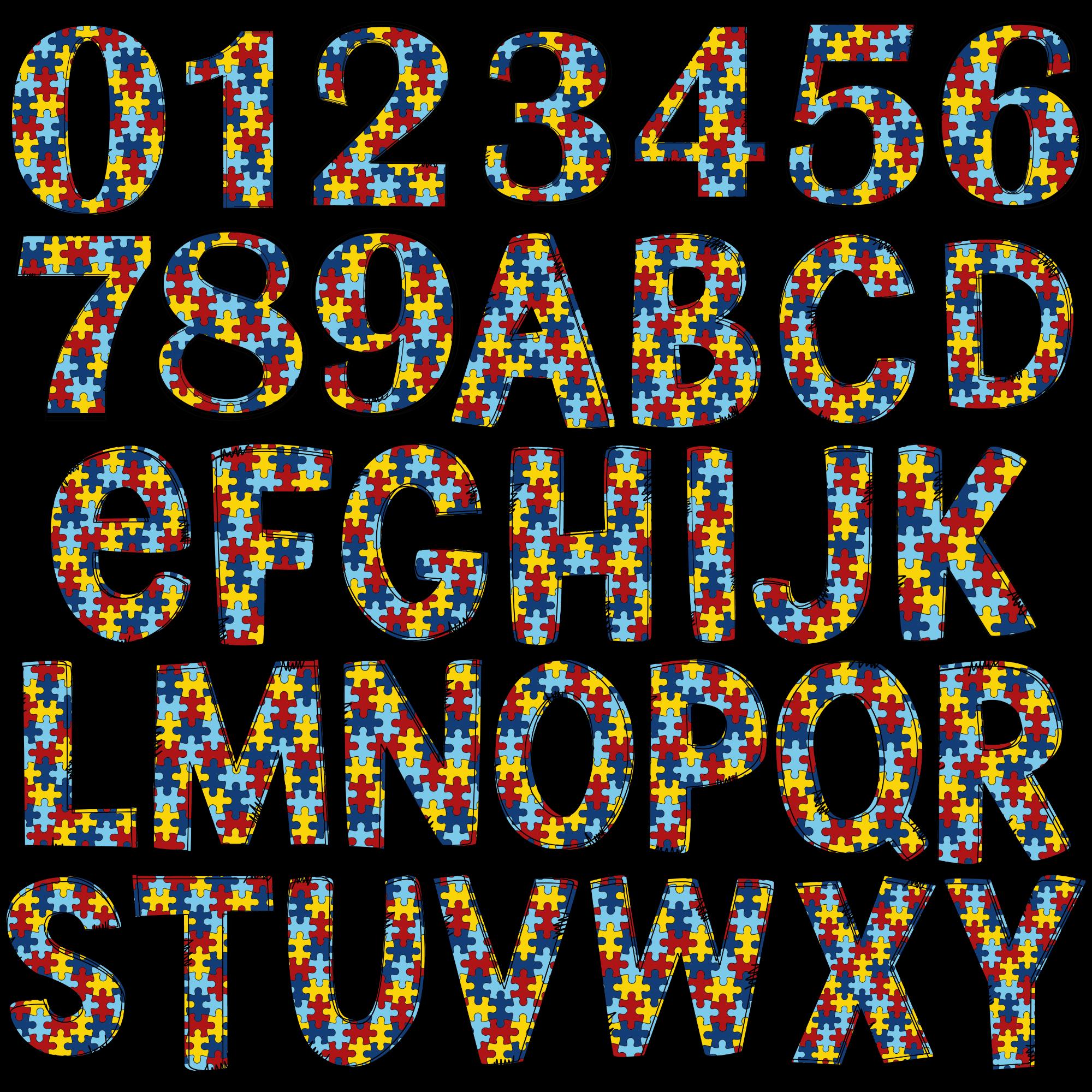 Autism Awareness Alphabet and Numbers PNG Bundle (digital Download) - Etsy