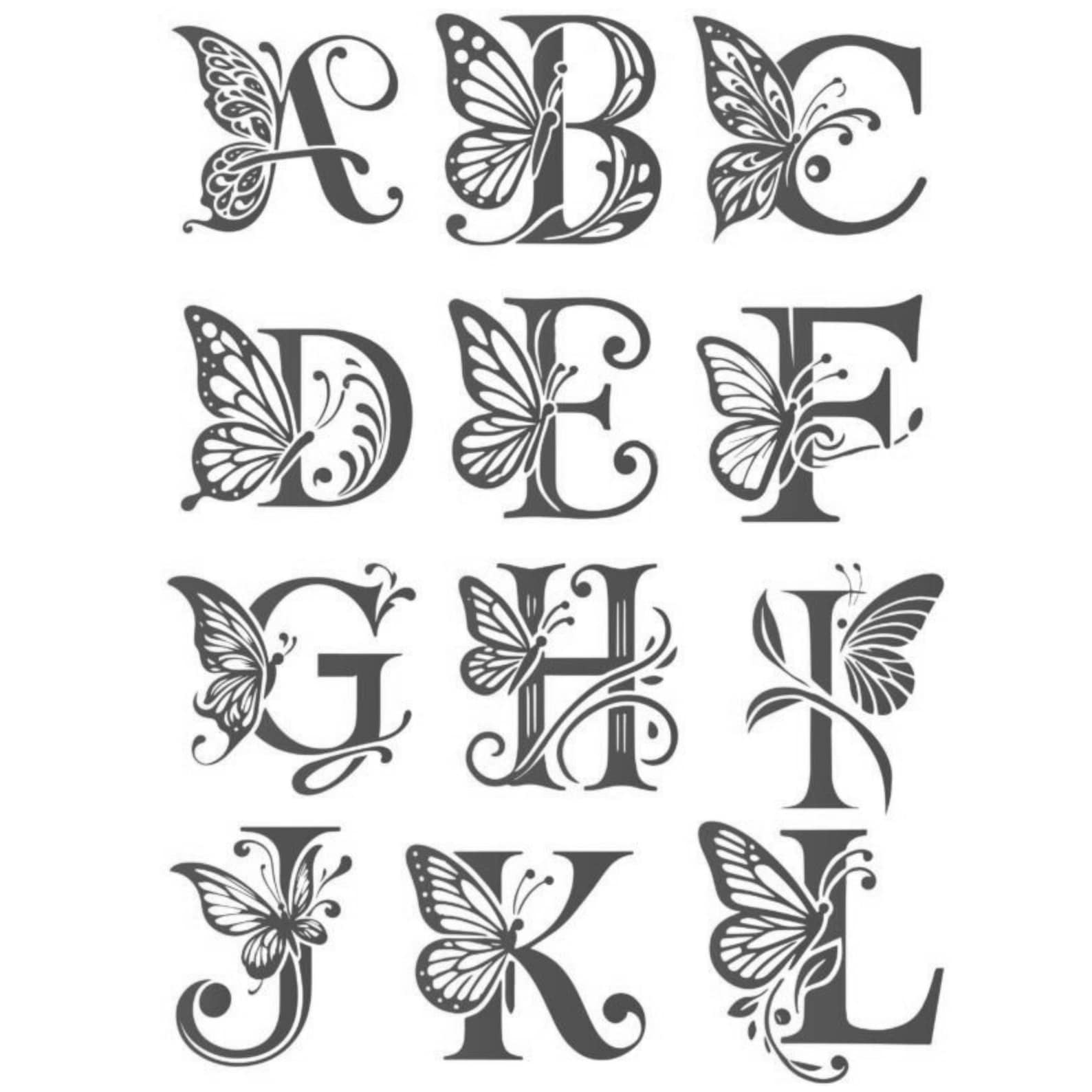 Butterfly Floral Alphabet Monogram SVG Bundle (A-Z) Cut Files - Etsy
