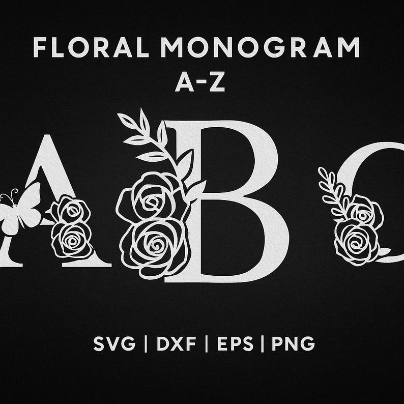 Monogram Letter A-Z, Floral Alphabet Svg, Floral Letter Svg, Flower ...