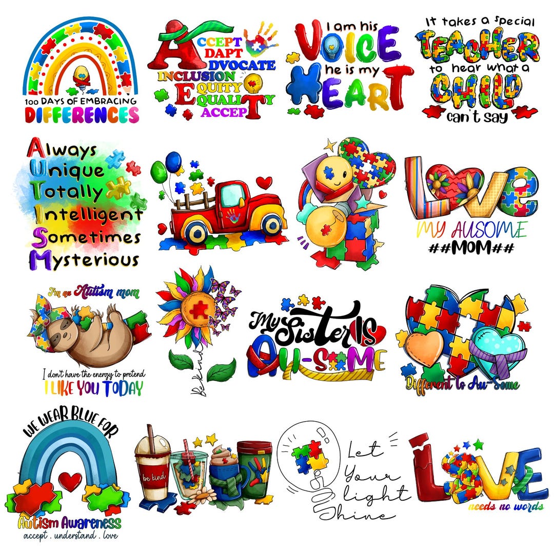 Autism Awareness PNG Bundle, Autism Sublimation Png, Teacher Autism ...