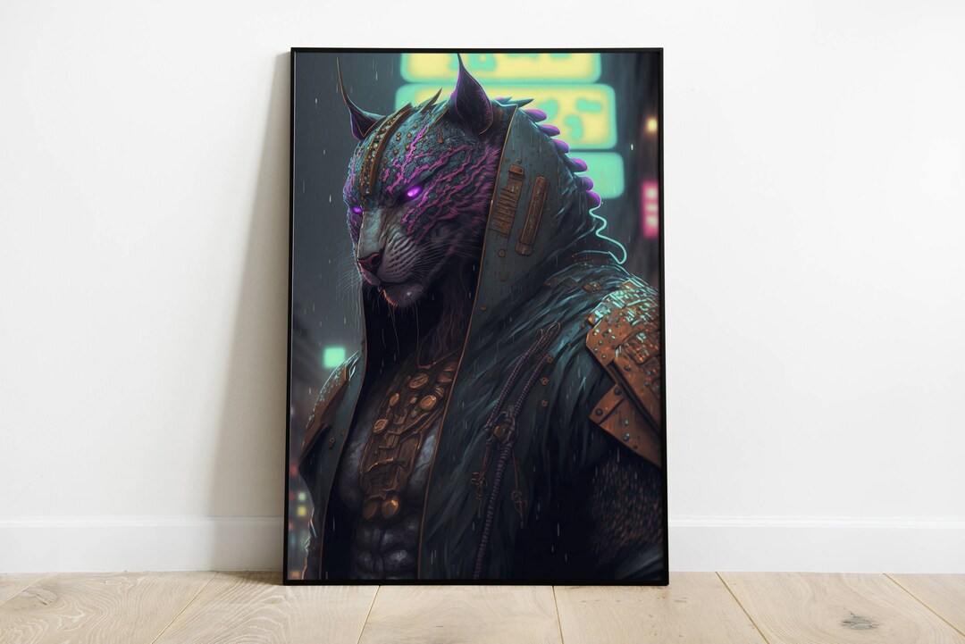 CYBERPUNK LEOPARD, Printable, Wall Art Painting/poster, Digital ...