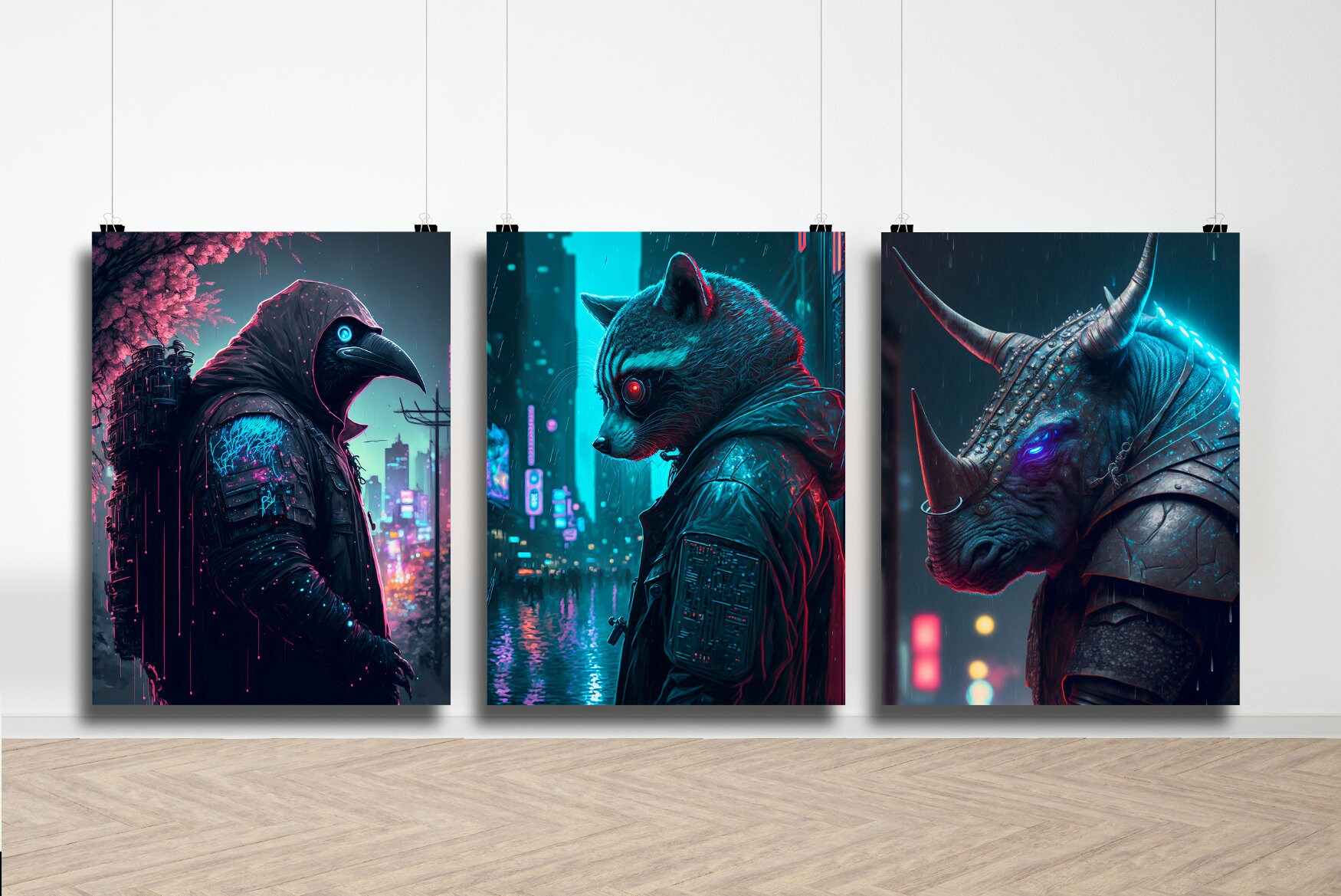 CYBERPUNK PENGUIN, Printable, Wall Art Painting/poster, Digital ...