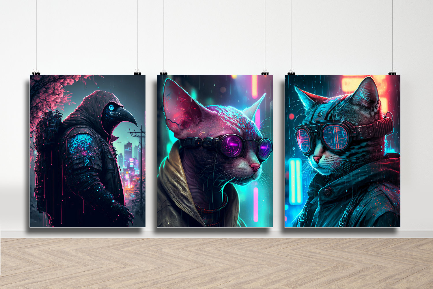 CYBERPUNK SPHYNX Cat, Printable, Wall Art Painting/poster, Digital ...