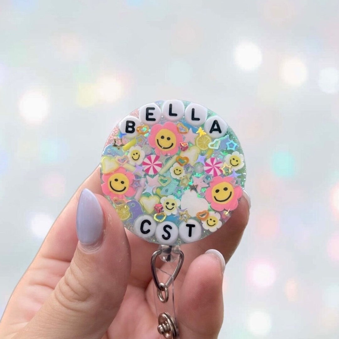 Sparkle Badge Reel, Flower Power Sparkle Badge Reel, Nurse Badge Reel ...