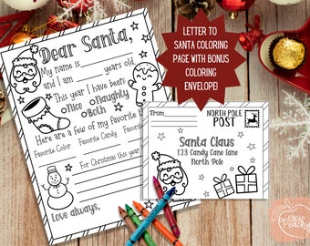 Letter to Santa Coloring Page, Santa Letter, Letter to Santa, Kids ...