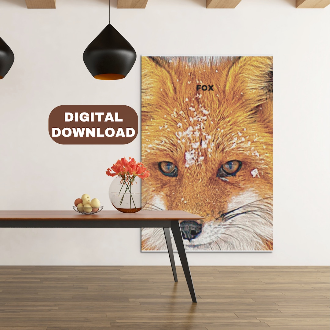 Printable Animal Art, Digital Fox Art Print, Fox Wall Art Print, Digital Animal Wall Art, Fox ...