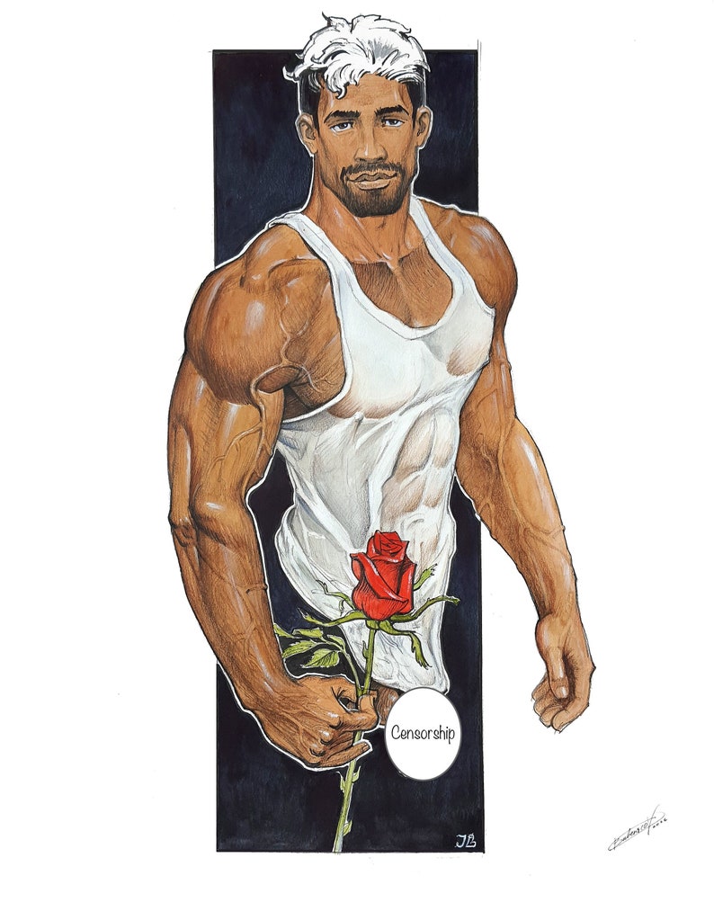 Original Painting "red Rose" 24 * 19 in Color Pencils, Watercolor ...