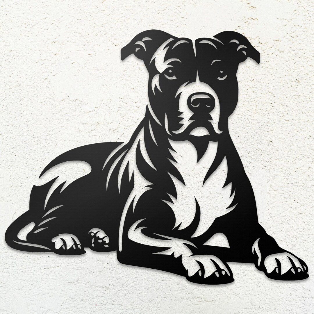 Pit Bull Metal Wall Art, Dog Steel Sign, Outdoor Powder Coated Pet ...