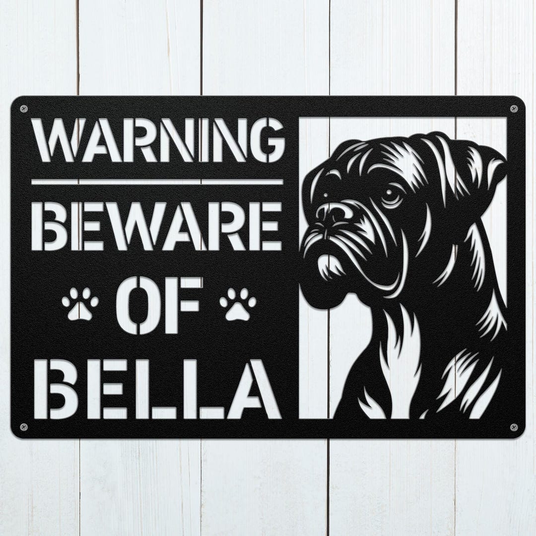 Custom Boxer Warning Sign, Personalized Dog Name Sign, Outdoor Fence ...