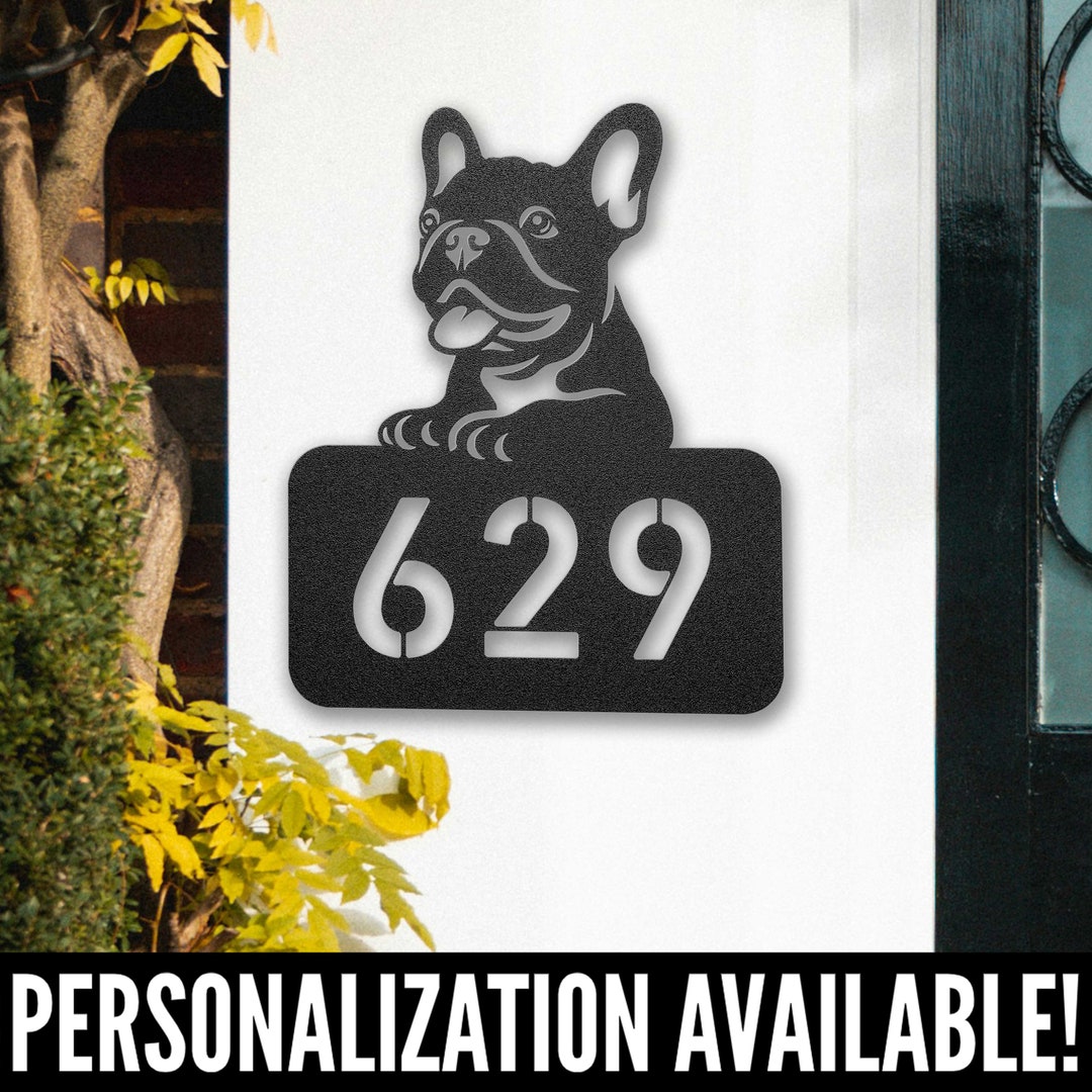 Personalized French Bulldog Address Sign, Custom House Number, Outdoor ...