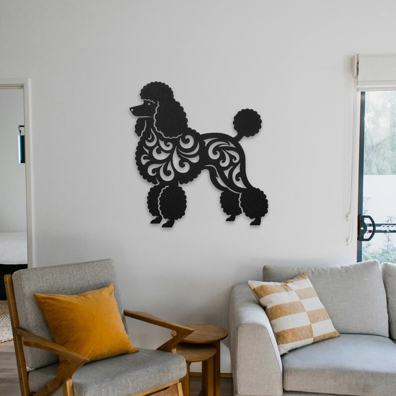 Poodle Metal Wall Art, Dog Themed Home Decor, Poodle Metal Sculpture ...