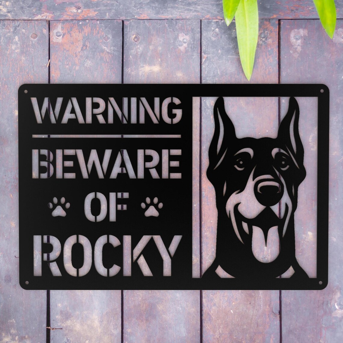 Custom Dobermann Warning Sign, Custom Beware of Dog Sign, Personalized ...