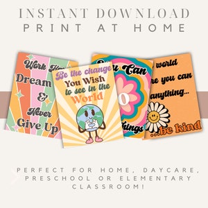 PRINTABLE Wall Art | RETRO Groovy Classroom Motivational Posters ...