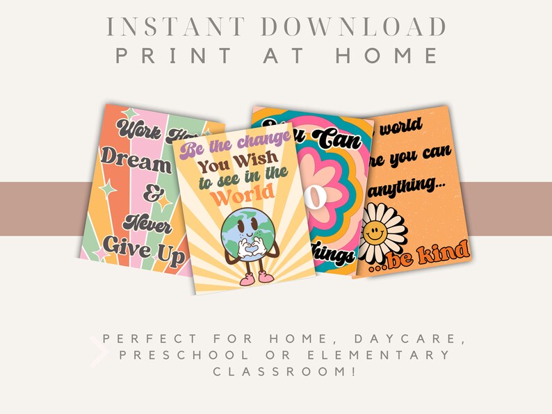 PRINTABLE Wall Art | RETRO Groovy Classroom Motivational Posters ...