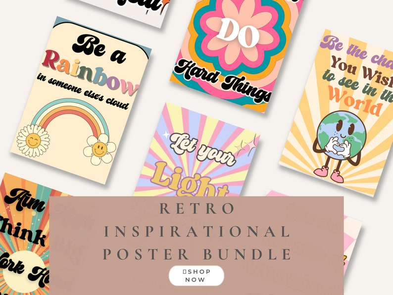 PRINTABLE Wall Art | RETRO Groovy Classroom Motivational Posters ...