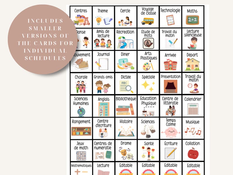 FRENCH Boho Classroom Visual Schedule | Classroom Schedule Cards ...