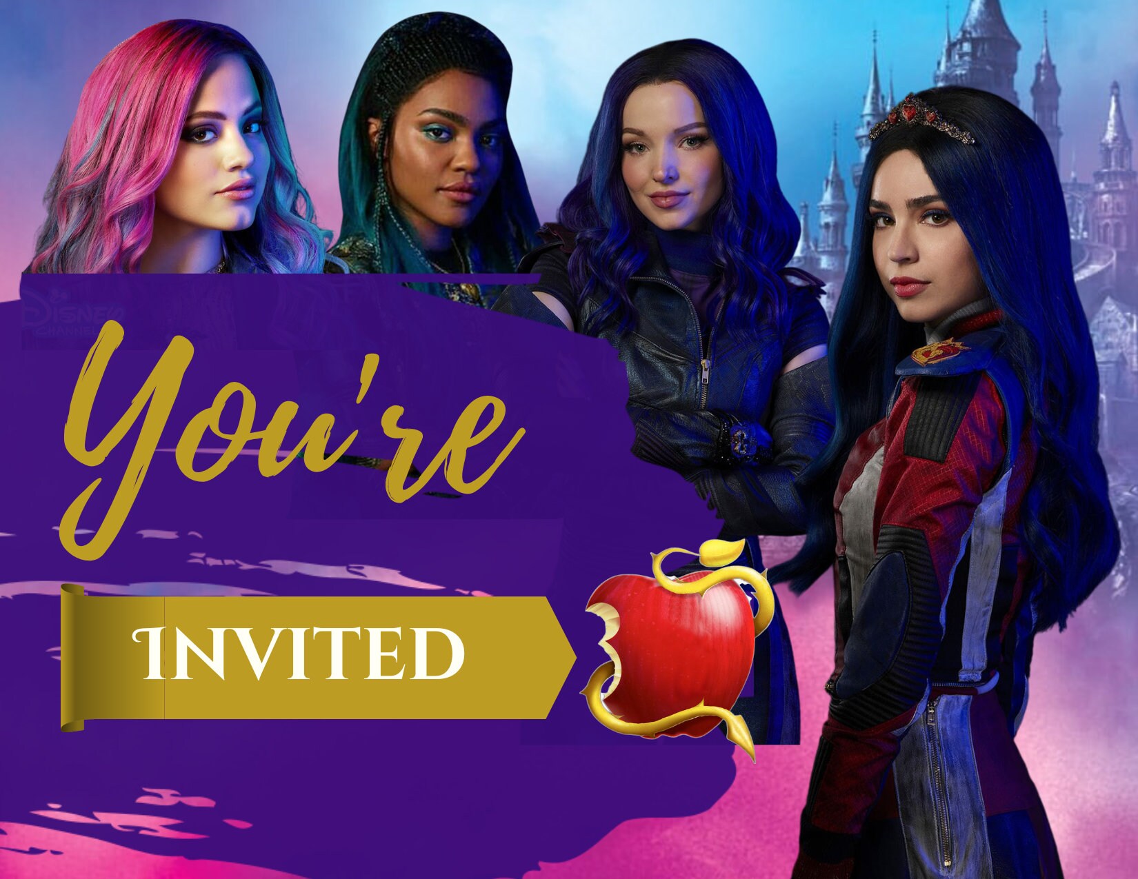 Descendants Birthday Invitation | Birthday Party Invite - Etsy