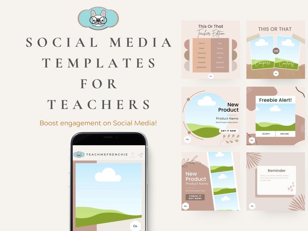 EDITABLE CANVA Social Media Templates for TEACHERS | Template for ...