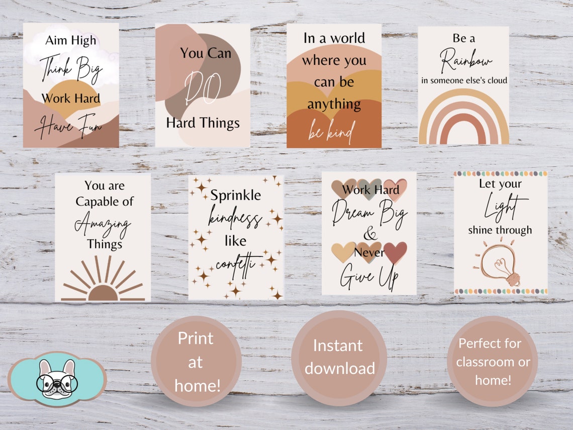 PRINTABLE Wall Art Boho Classroom Motivational Poster Pack - Etsy Canada