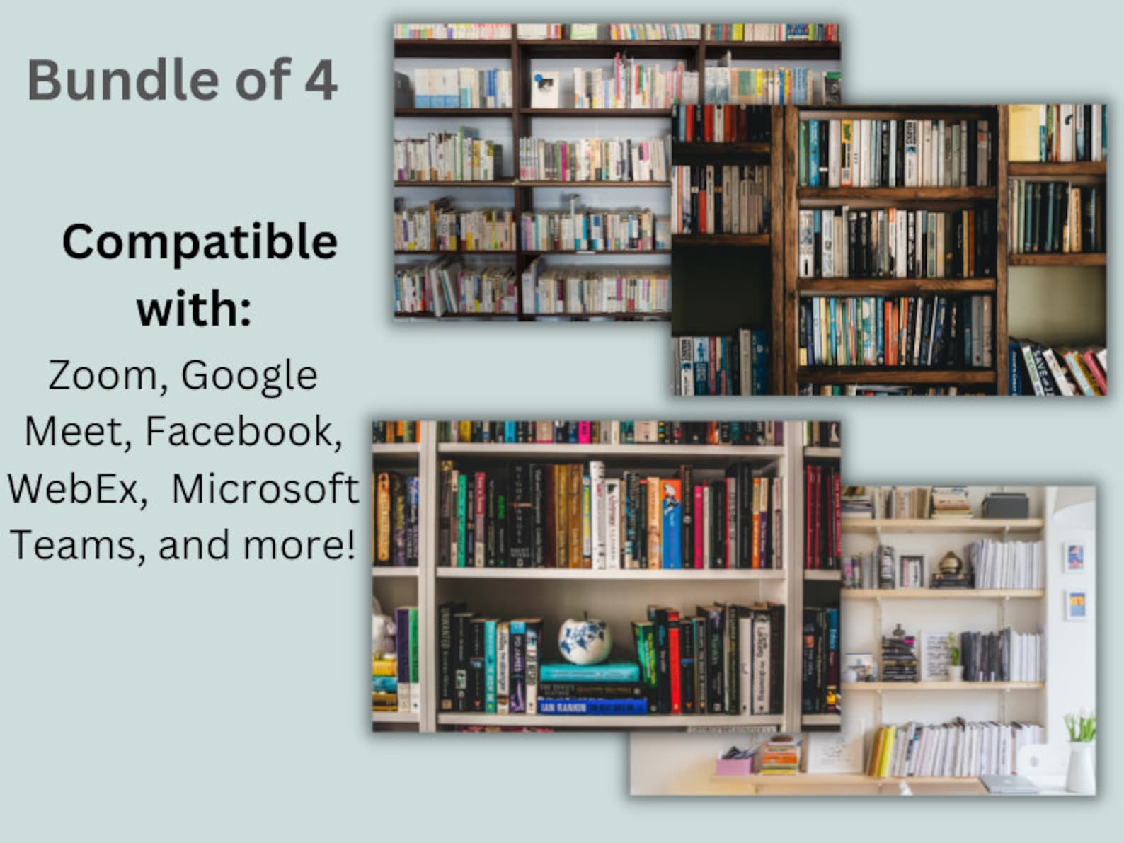 Zoom Background Bookcase Bundle - Etsy