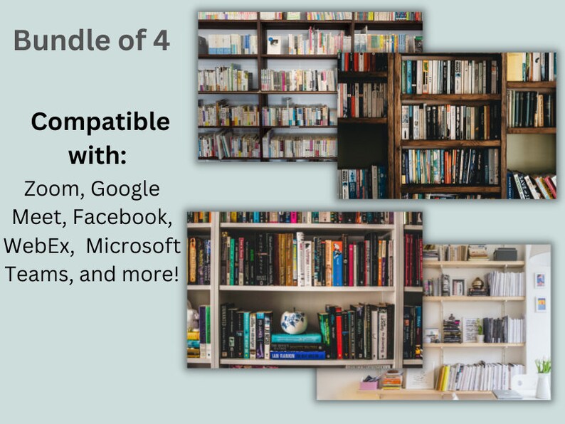Zoom Background Bookcase Bundle - Etsy