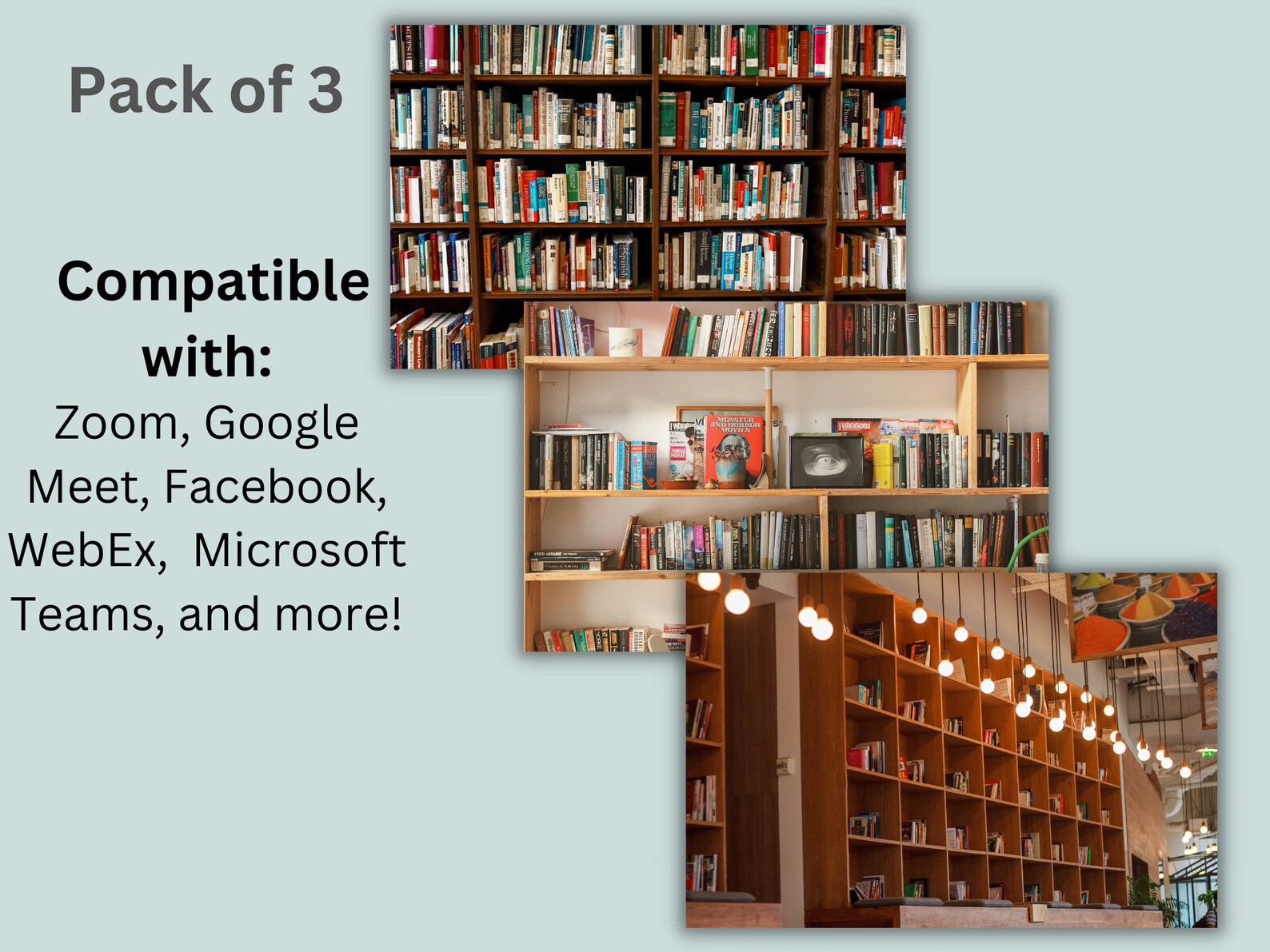 Zoom Library Wallpaper, Bookshelf Virtual Background, Zoom Background ...