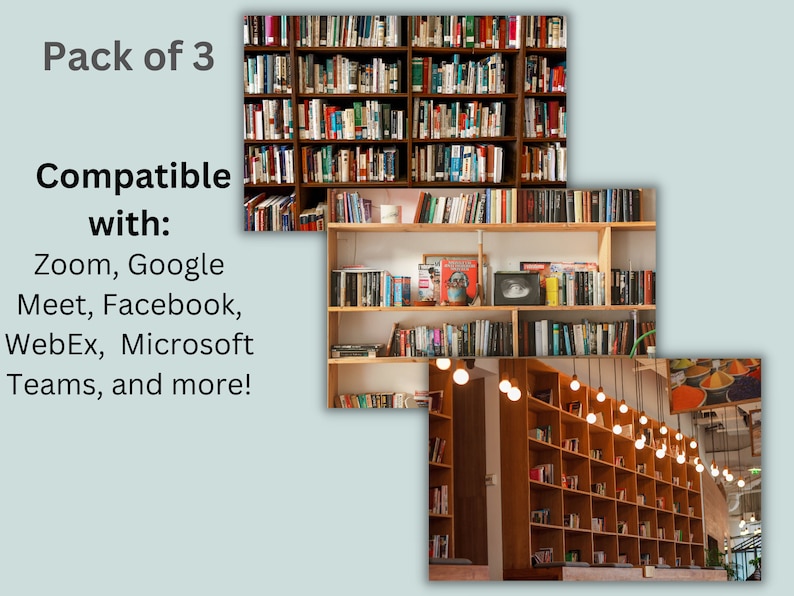 Zoom Library Wallpaper, Bookshelf Virtual Background, Zoom Background ...