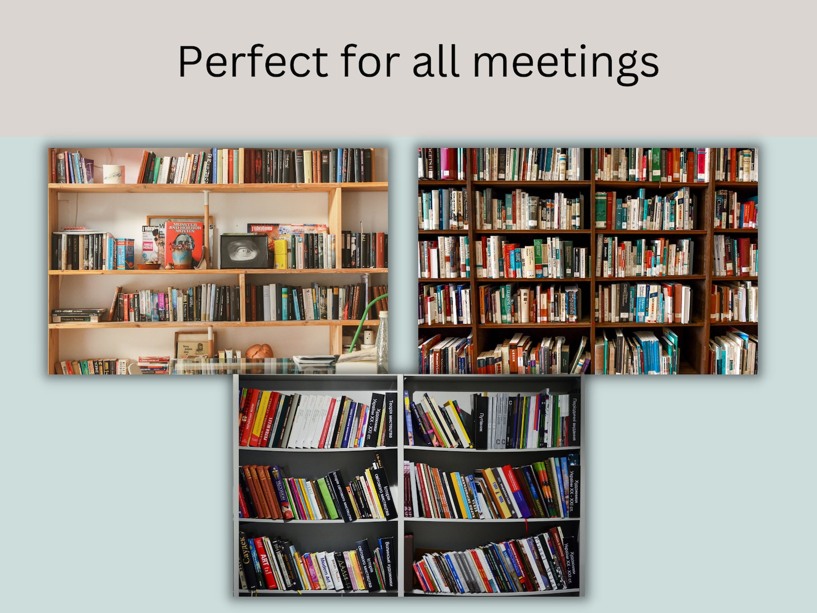 Zoom Bookshelf Virtual Background, Zoom Wallpaper, 3 Pack Virtual ...