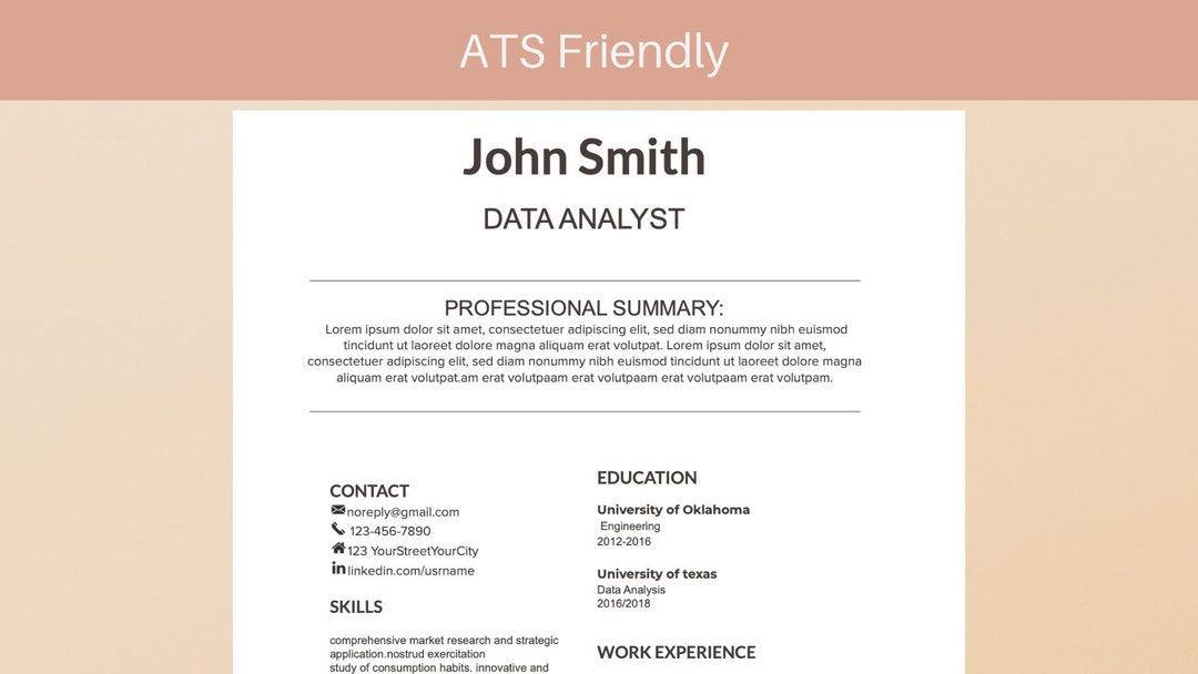 Resume Template Google Docs, Ats Resume Template, Resume and Cover ...