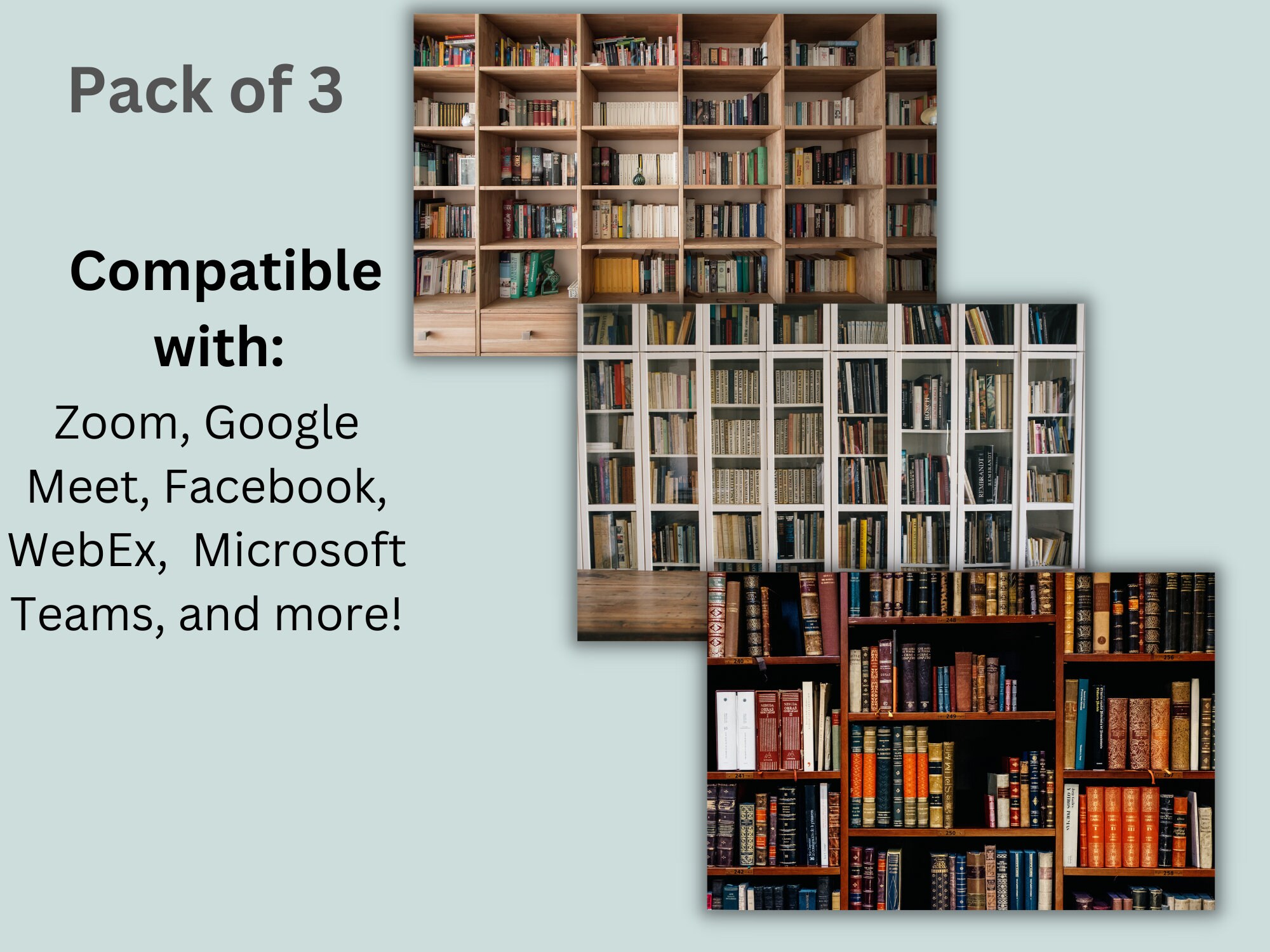 Zoom Background Library Bookshelf Virtual Background - Etsy