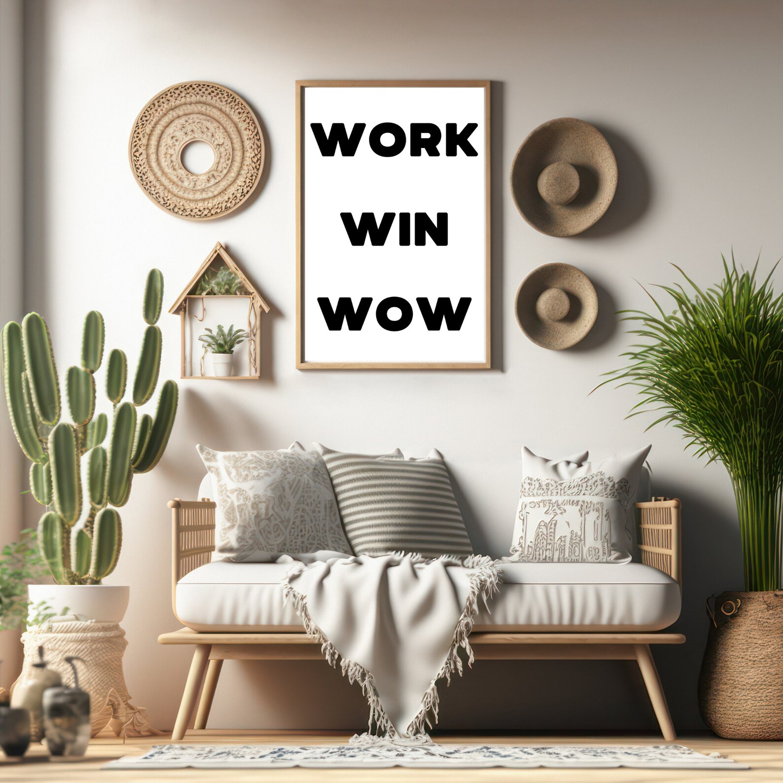 WORK WIN WOW, Motivational Quotes, Office Decor Wall Art, Home Decor ...