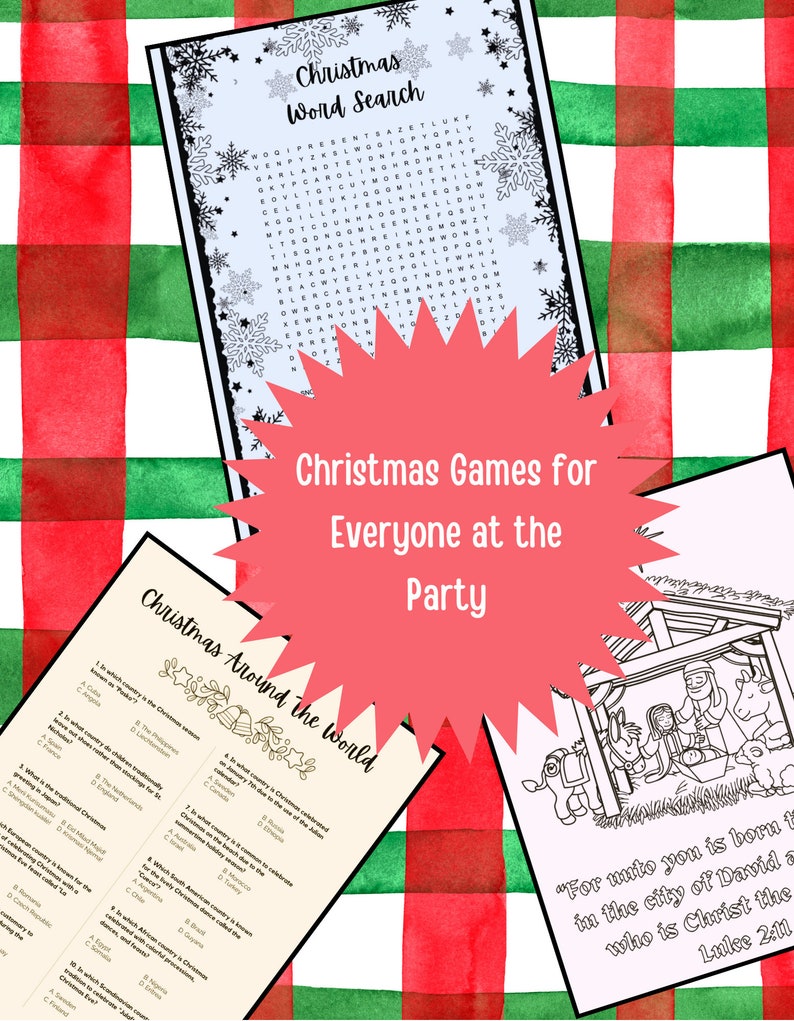 Christmas Game Party Pack- Mad Libs, Conversation Starter Cards ...