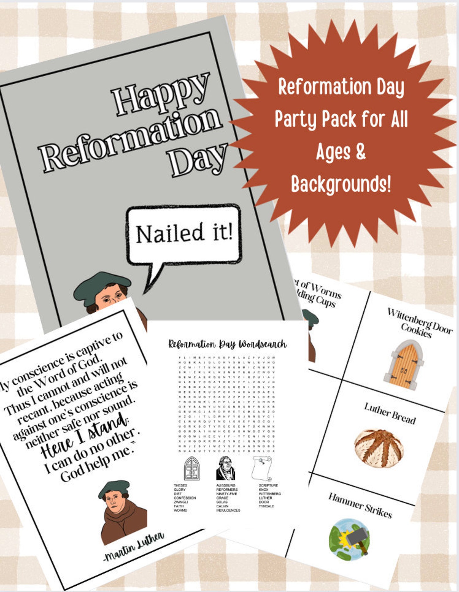 Reformation Day Party Pack- Printable Posters, Games, and More. Perfect ...