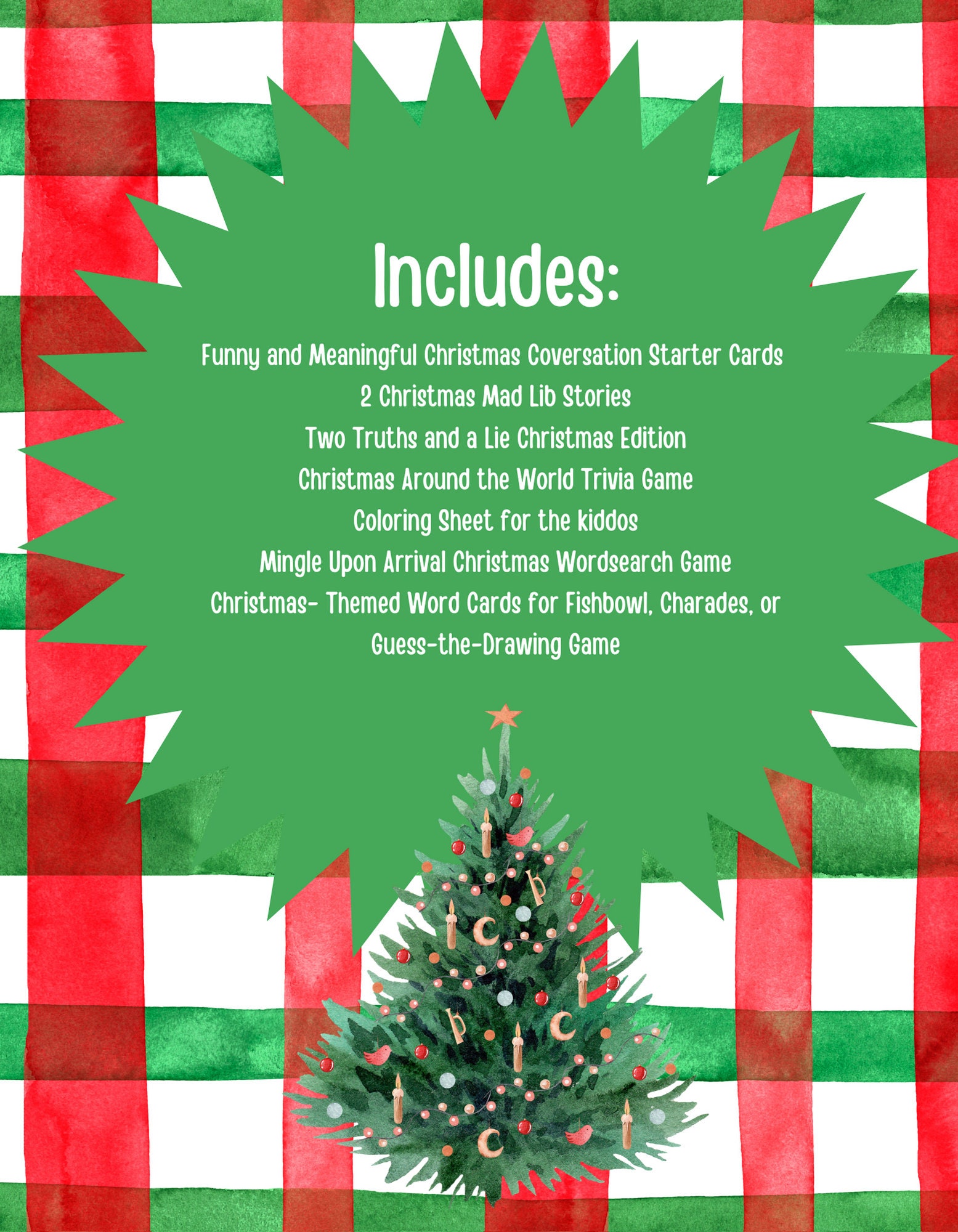 Christmas Game Party Pack- Mad Libs, Conversation Starter Cards ...