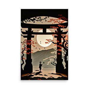 Japanese Torii Gate Shrine Poster, Wall Art, Shinto Gate, Shrine, Ukiyo ...