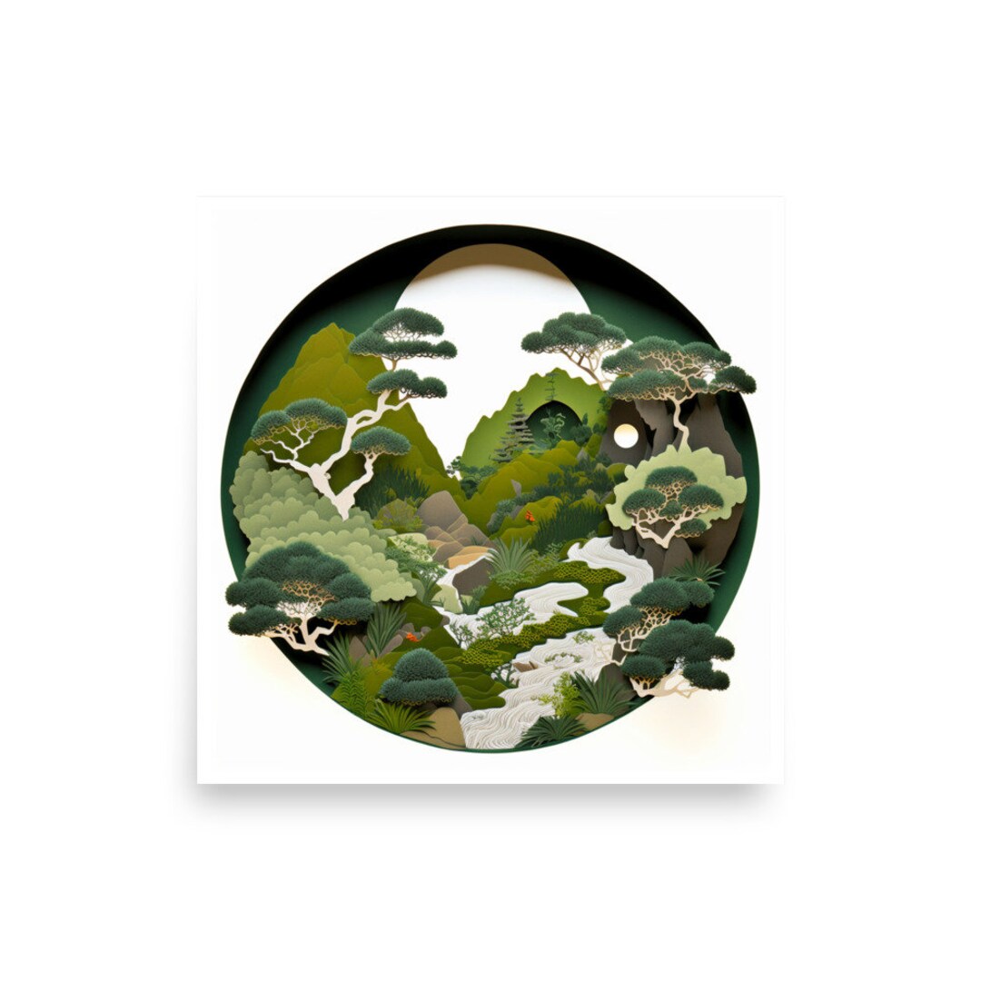 Zen Garden in Ukiyo-e Style, Papercut - Etsy