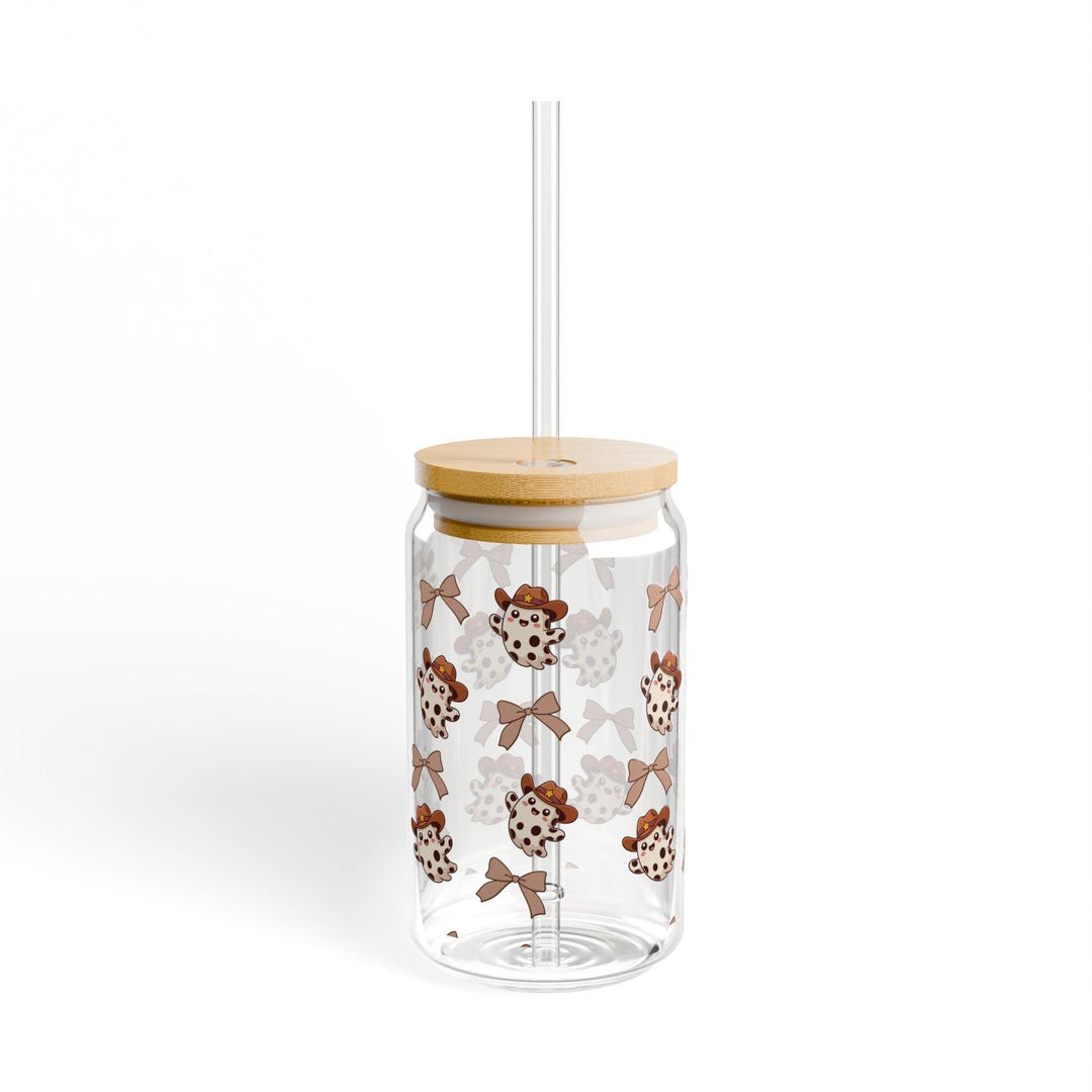 Decorative Sipper Glass, Cute Bow-patterned Drinkware, Unique Mug for ...