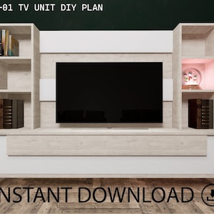 DIY TV Unit Plans - Build Your Own Entertainment Center Today! - Etsy