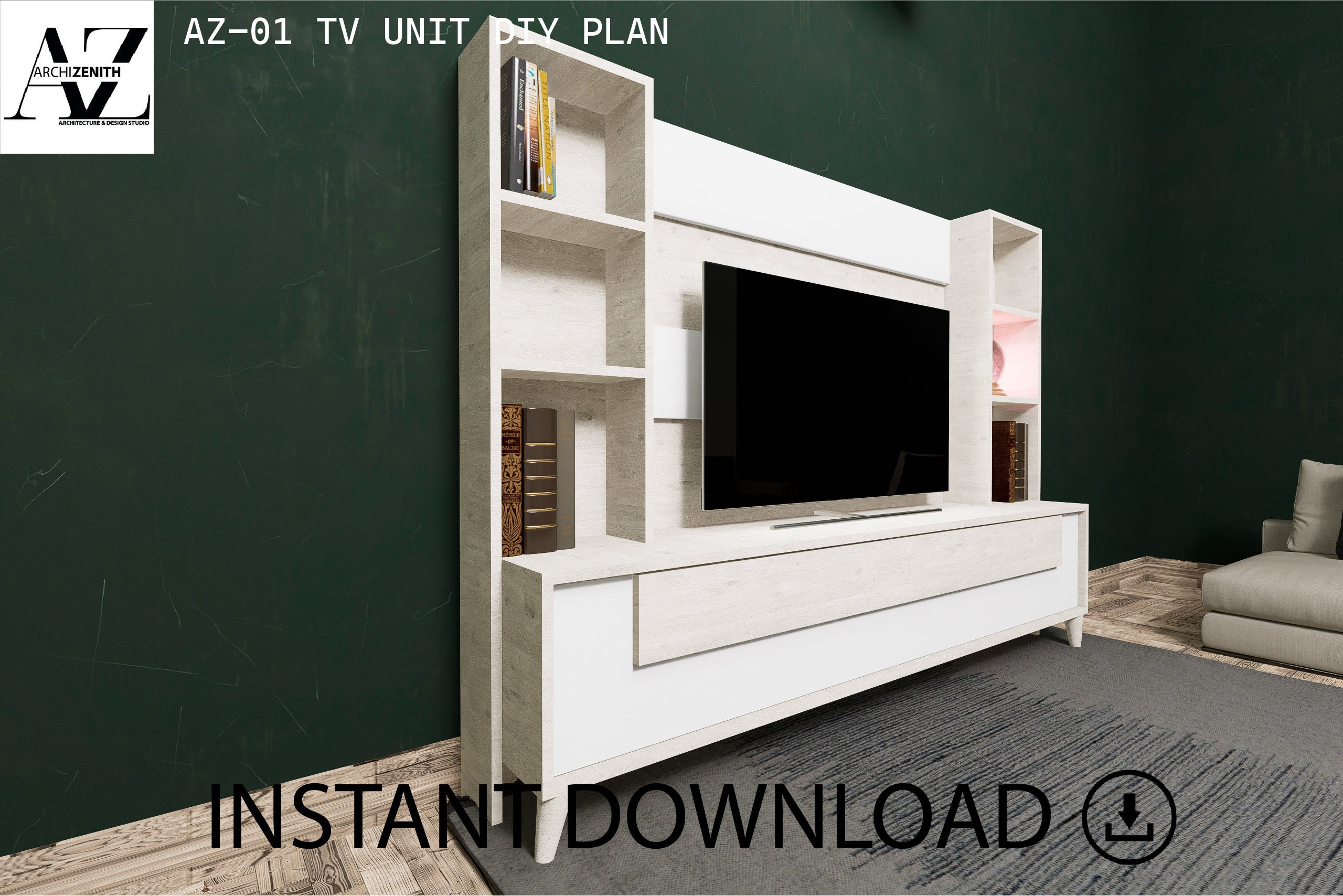 DIY TV Unit Plans - Build Your Own Entertainment Center Today! - Etsy
