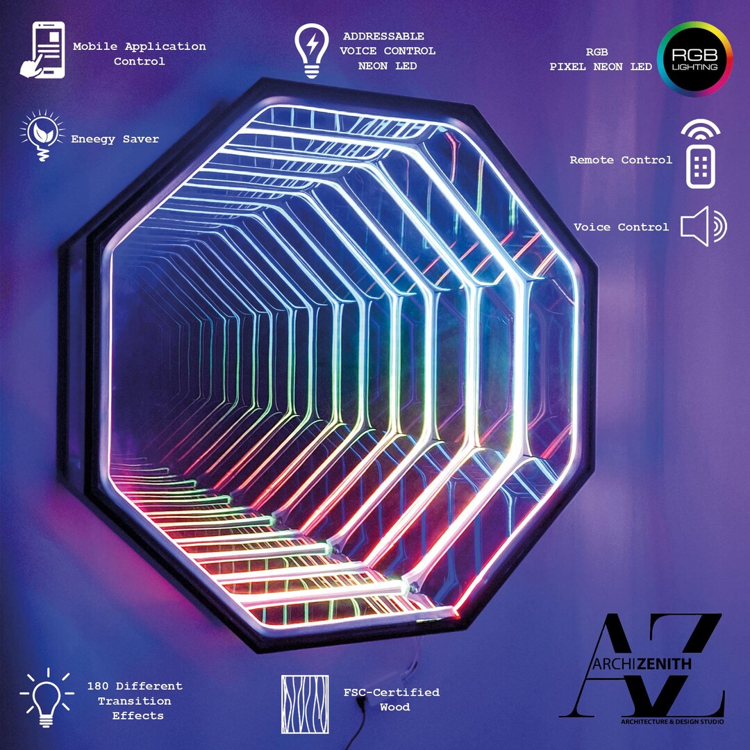 Wall Decor Infinity Mirror - Glass on All Sides - Modern and Elegant ...