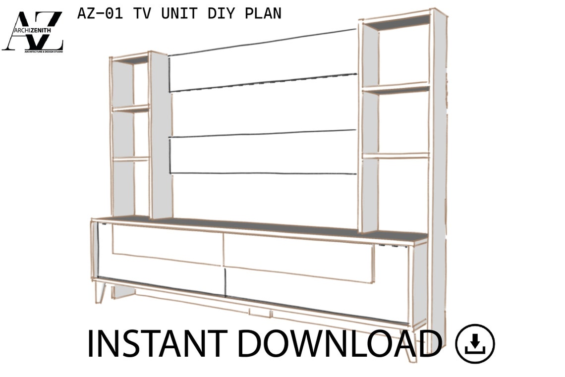 DIY TV Unit Plans Build Your Own Entertainment Center Today - Etsy