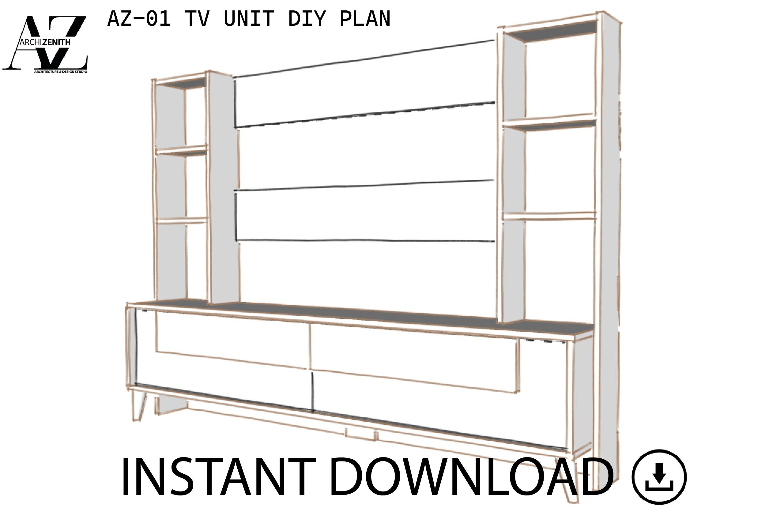 DIY TV Unit Plans - Build Your Own Entertainment Center Today! - Etsy