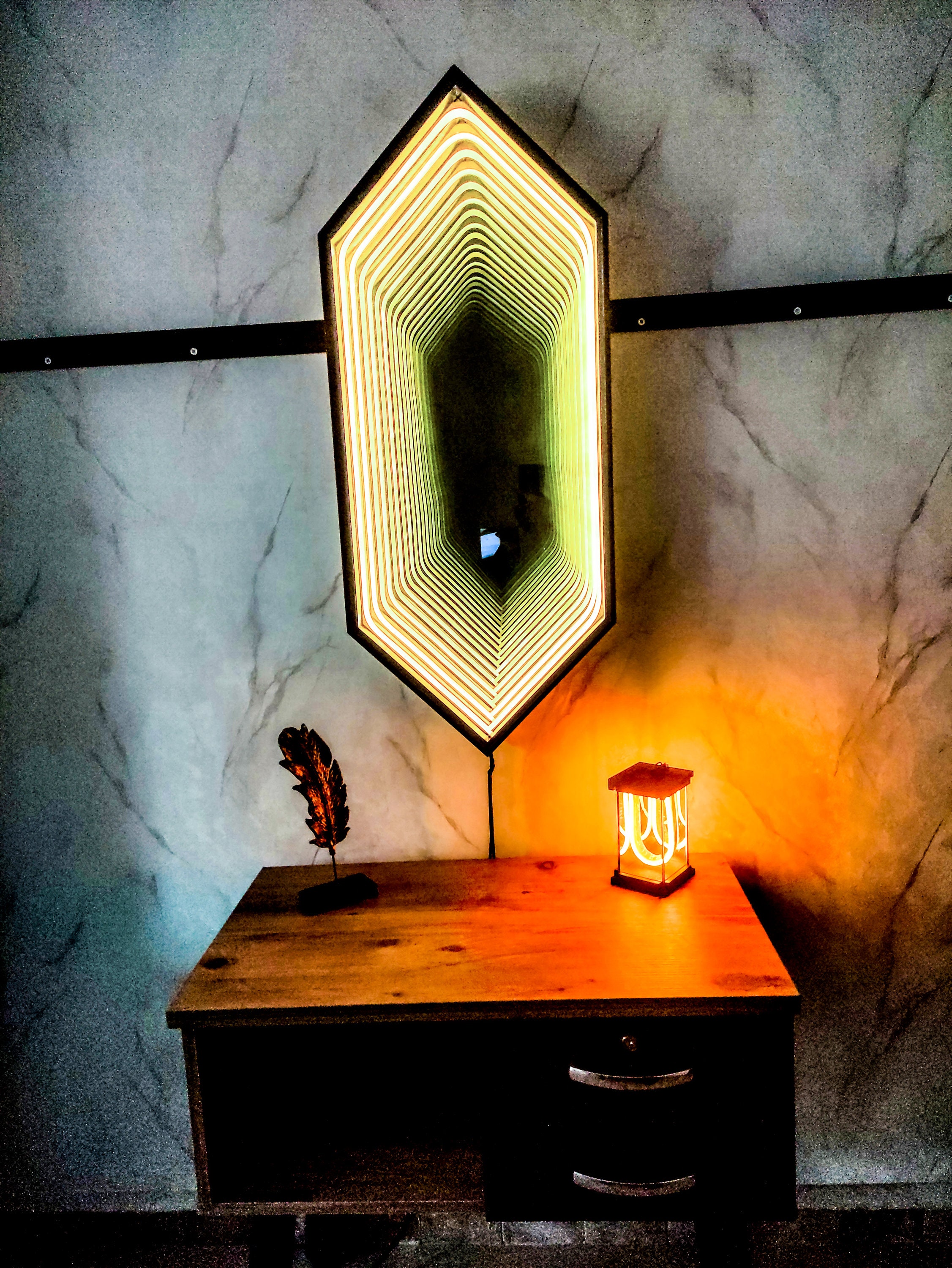 Hexagon Infinity Mirror - Modern Home Decor Masterpiece - Stunning and ...